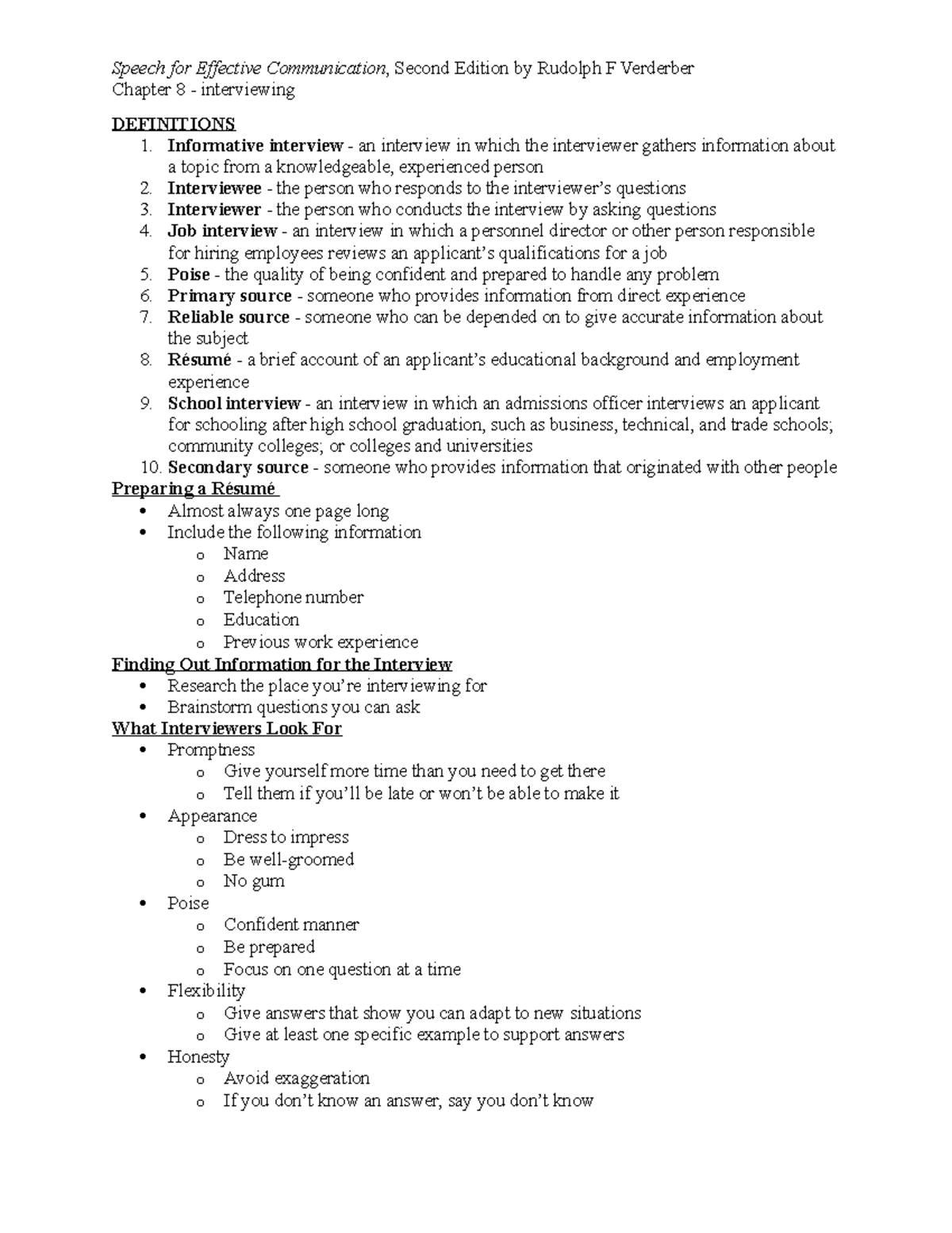 Chapter 8 Interviewing - Speech for Effective Communication, Second ...