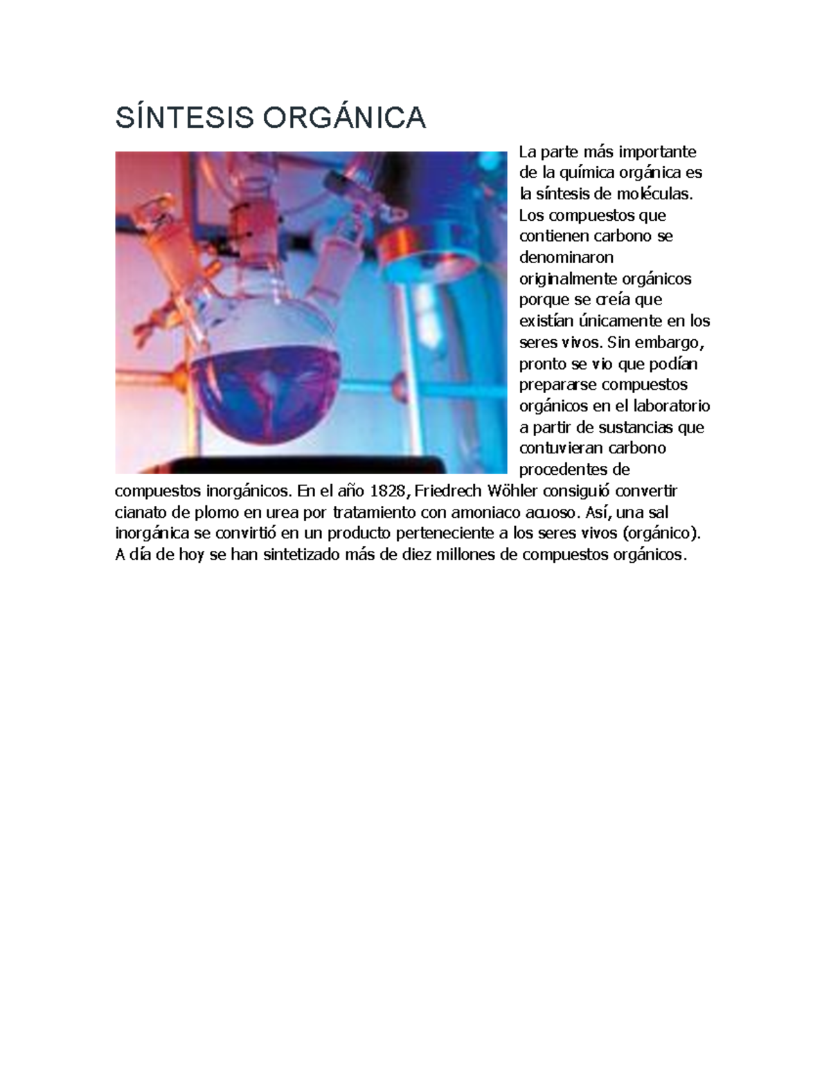 Síntesis Orgánica - Tarea completa - SÍNTESIS ORGÁNICA La parte más ...