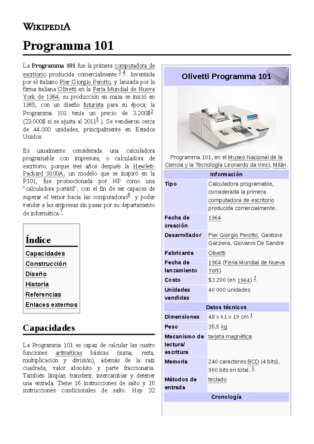 Programma 101 - Olivetti Programma 101 Programma 101, en el Museo ...