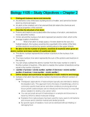 Biology Study Objectives – Chapter 3 - Biology 1105 Study Objectives ...