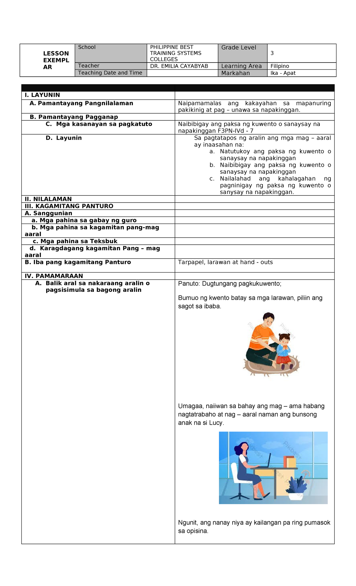 Science-4-Lesson-Exemplar-1 - LESSON EXEMPL AR School PHILIPPINE BEST ...