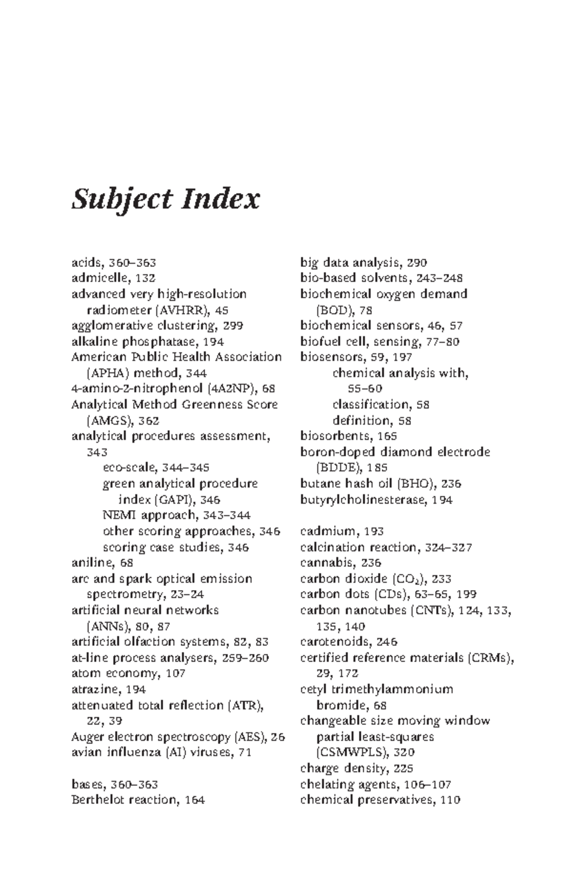 Challenges in green analytical chemistry 131 - Subject Index changeable ...