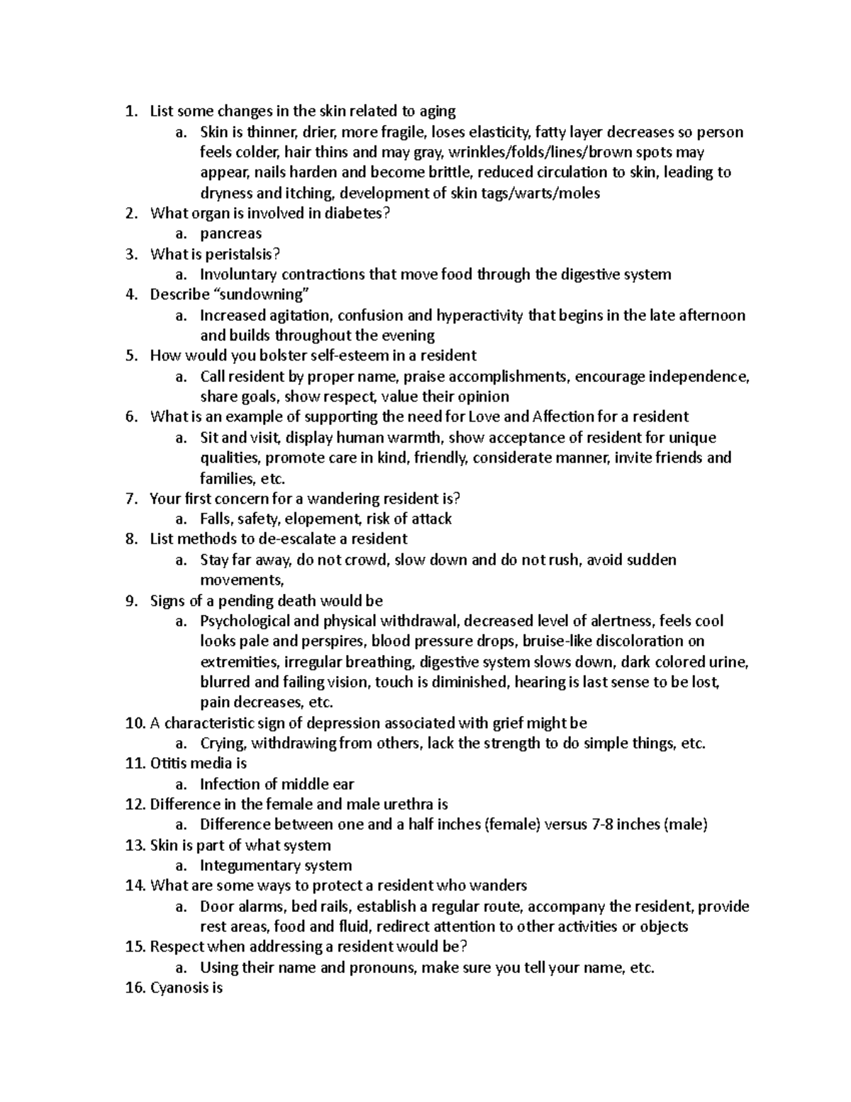 Module 4 exam study guide - List some changes in the skin related to ...