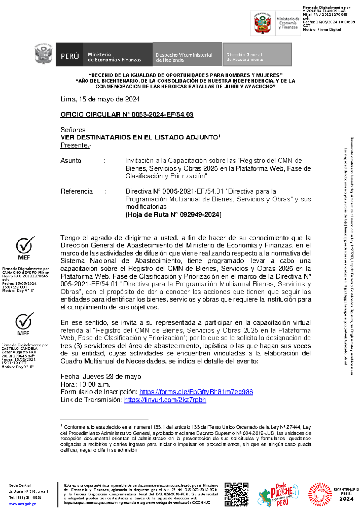 Oficio Circular N 0053 2024 EF 54 - Esta es una copia auténtica ...