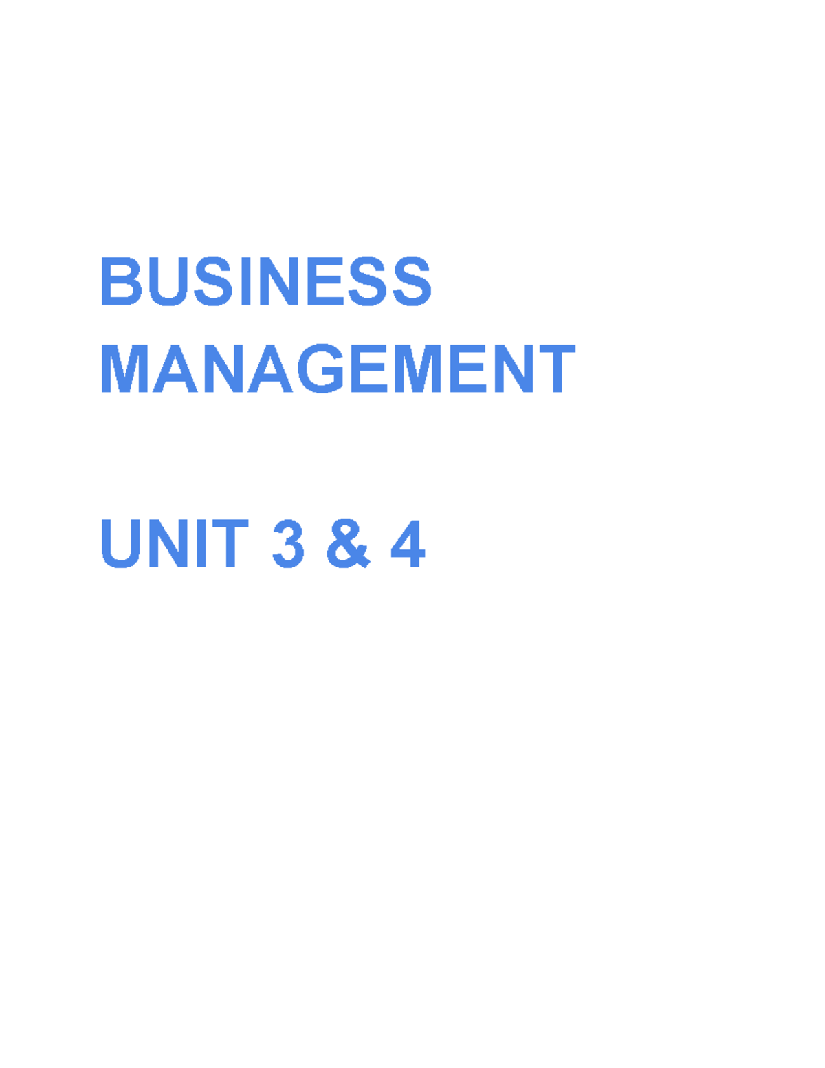Business Management - VCE notes for Unit 3 AOS 3 - BUSINESS MANAGEMENT ...