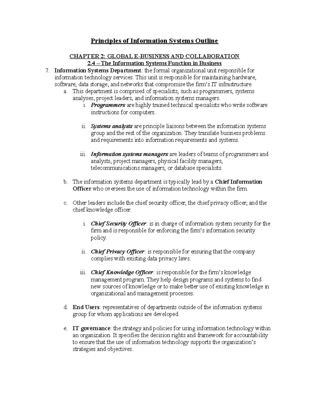 Principles of Info. Sys. - Chapter 2.4 - Principles of Information ...