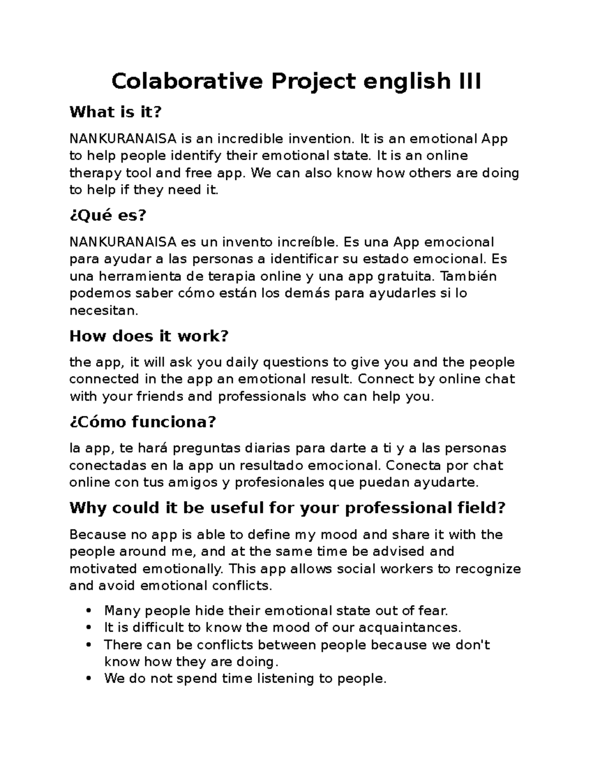 Colaborative project 1- english III - Colaborative Project english III ...