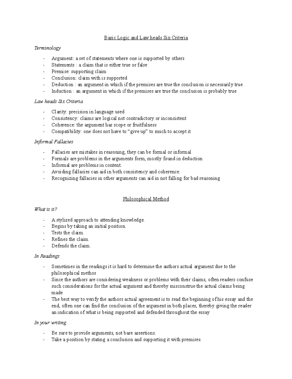 Basic Logic and Law heads Six Criteria - Basic Logic and Law heads Six ...