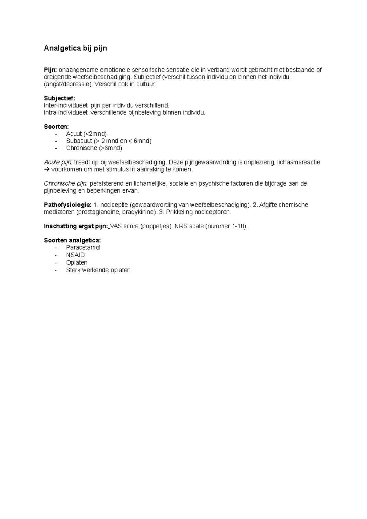 Formularium Analgetica - artrose - Analgetica bij pijn Pijn ...