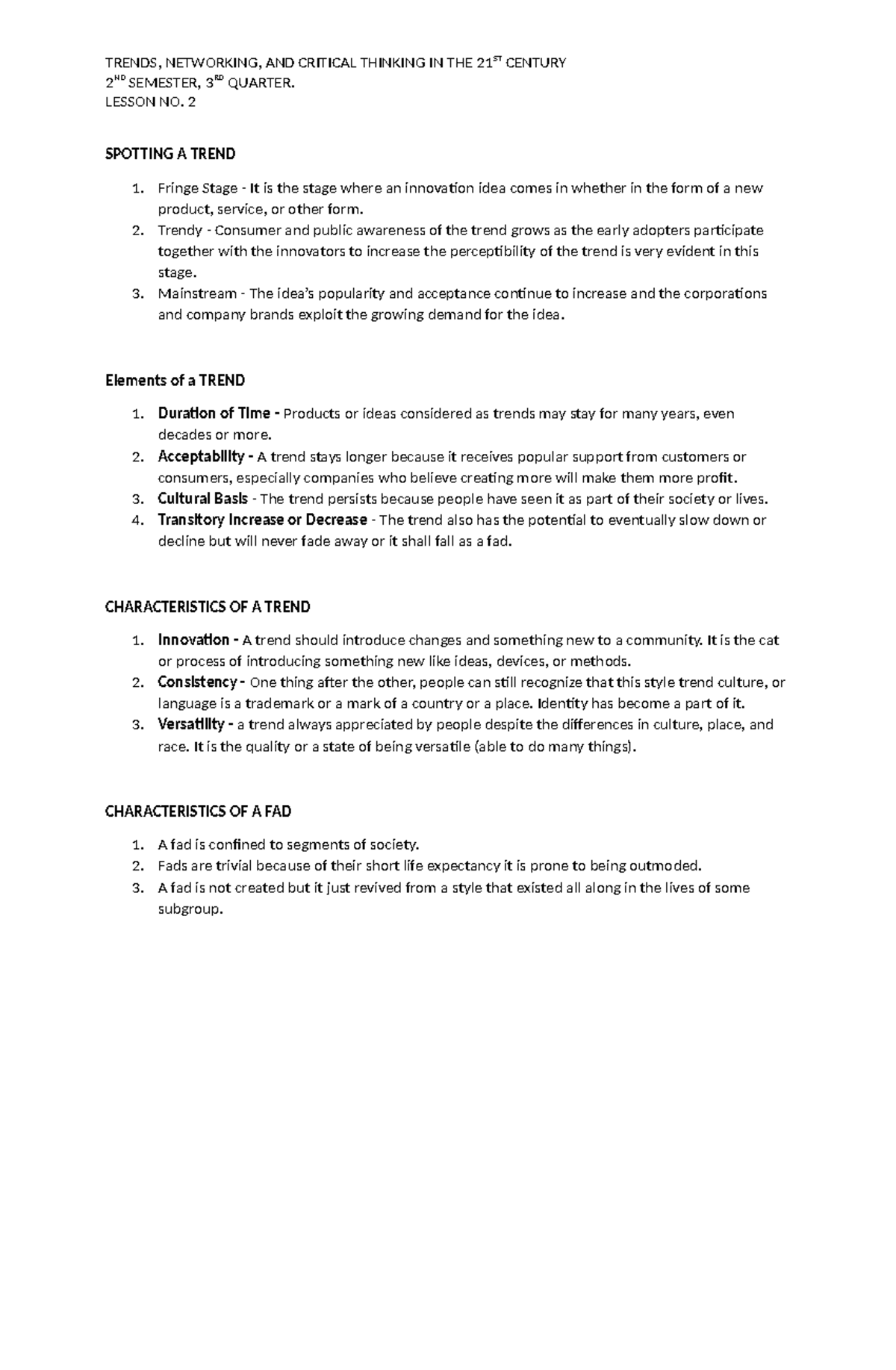 Trends Lesson 2 - Lectures - TRENDS, NETWORKING, AND CRITICAL THINKING ...
