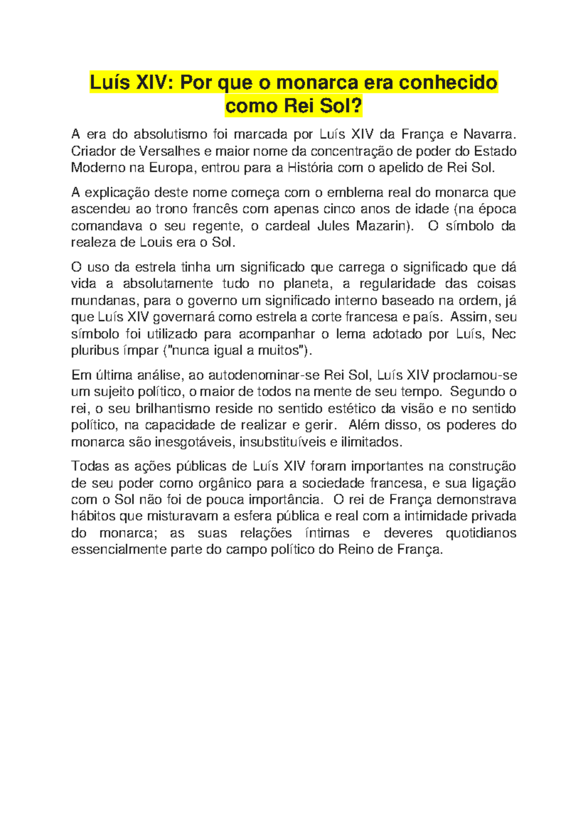 Luís XIV Por que o monarca era conhecido como Rei Sol - Luís XIV: Por ...