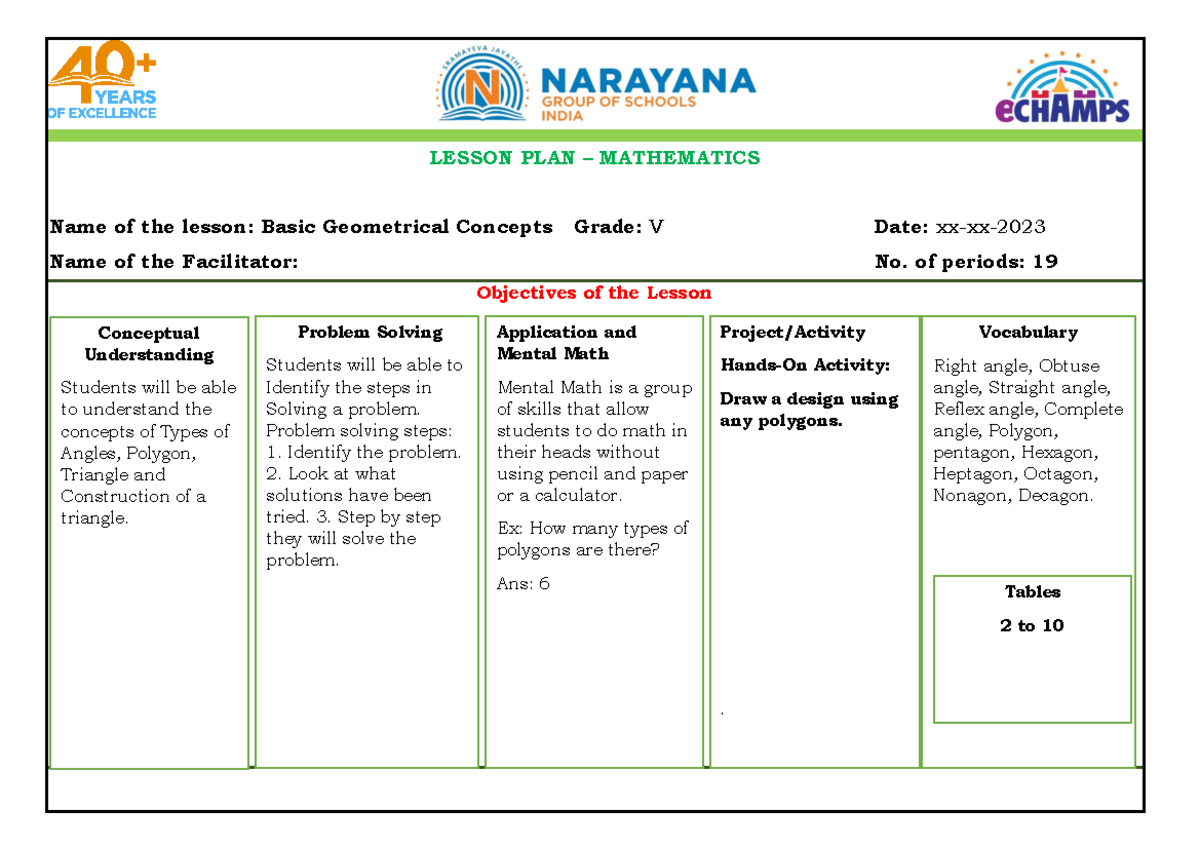 Sample Math Lesson Plan-Grade-5 - LESSON PLAN – MATHEMATICS Name of the ...