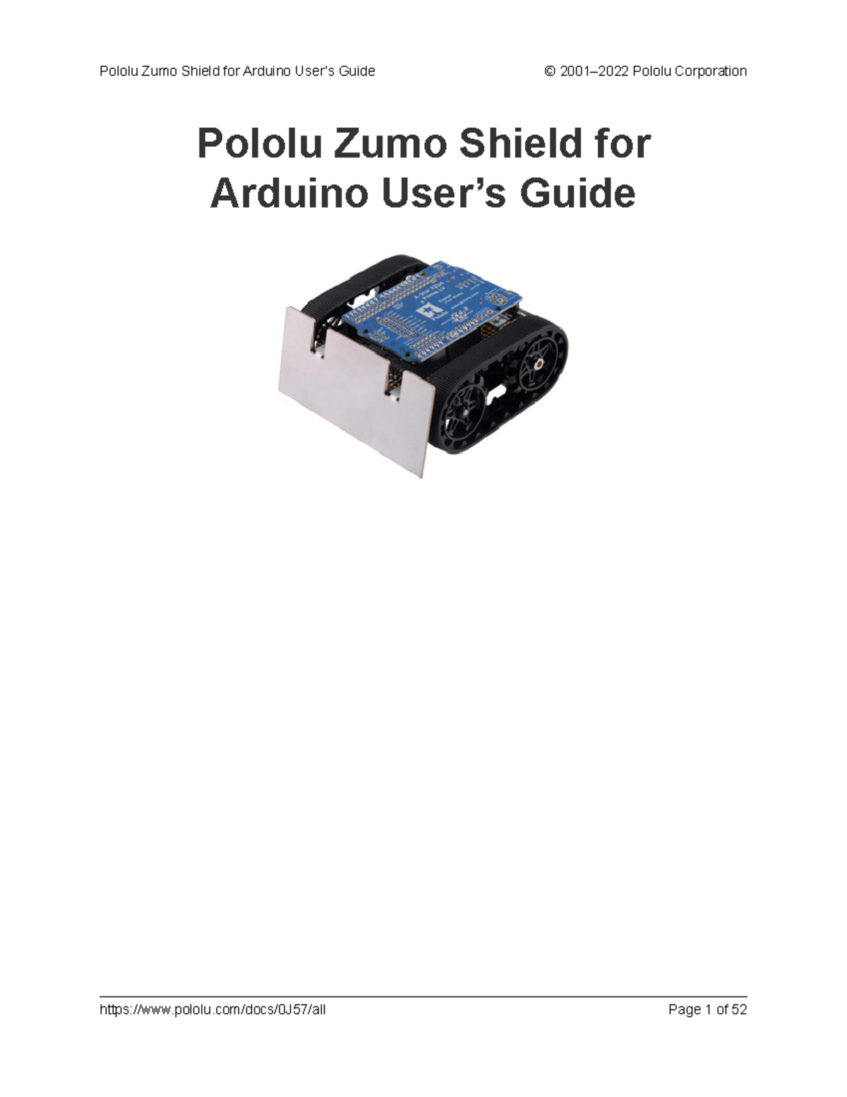 Zumo Shield For Arduino Pololu Zumo Shield For Arduino Users Guide Pololudocs0j57all Page