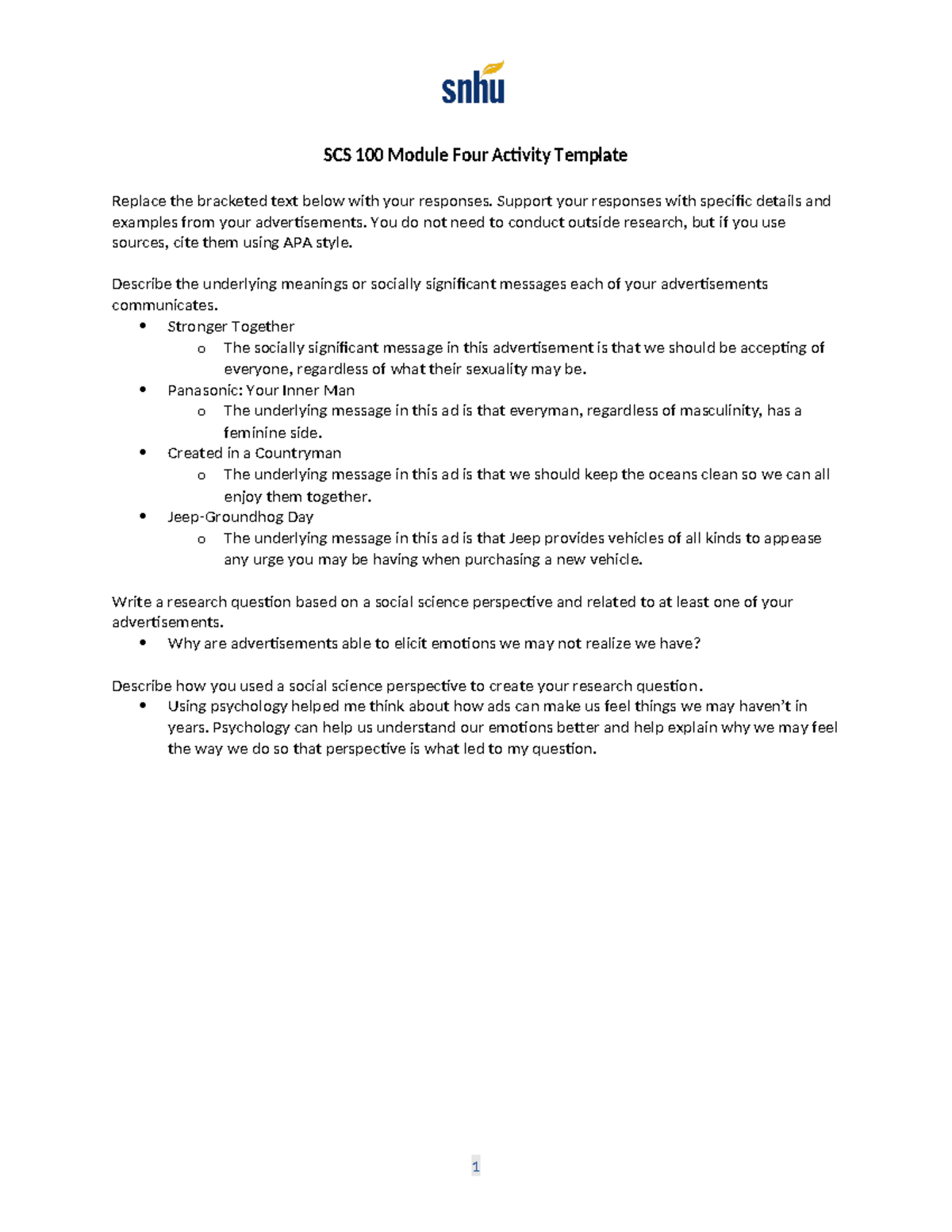 SCS100 4-2 Template - SCS 100 Module Four Activity Template Replace the ...