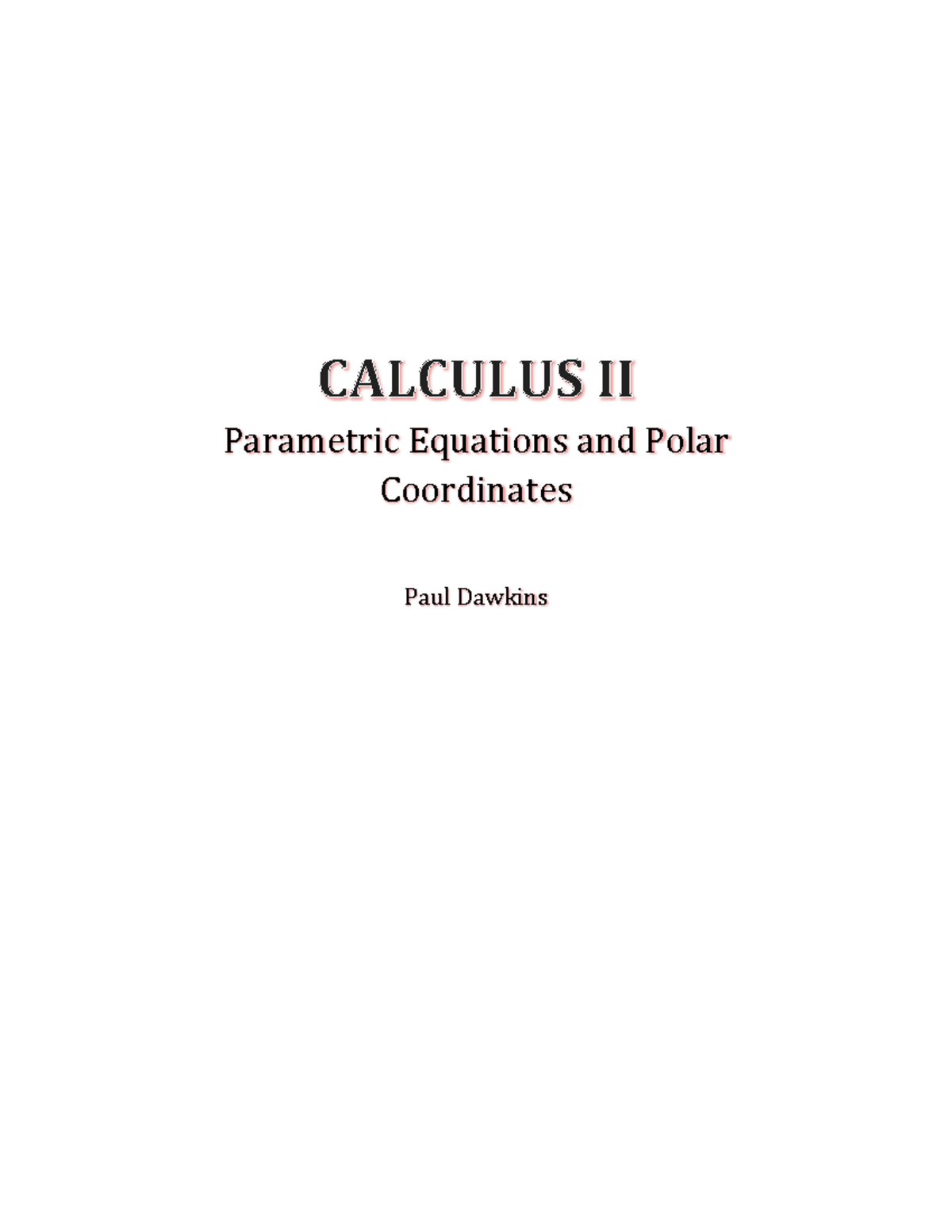 Calc II Parametric Eqns Polar Coords - Parametric Equations and Polar ...