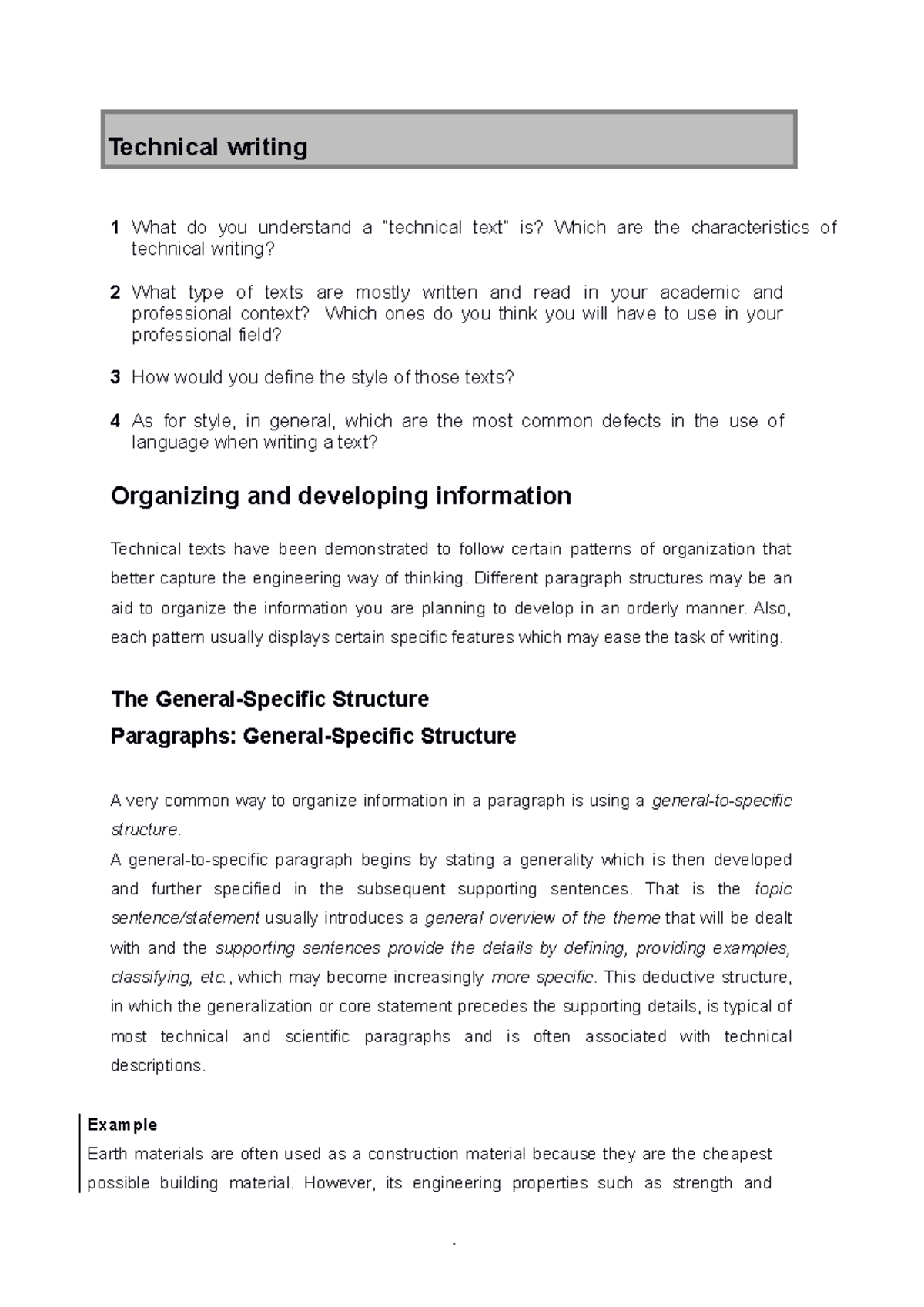 S-Writing 2020-21 - Technical writing 1 What do you understand a ...