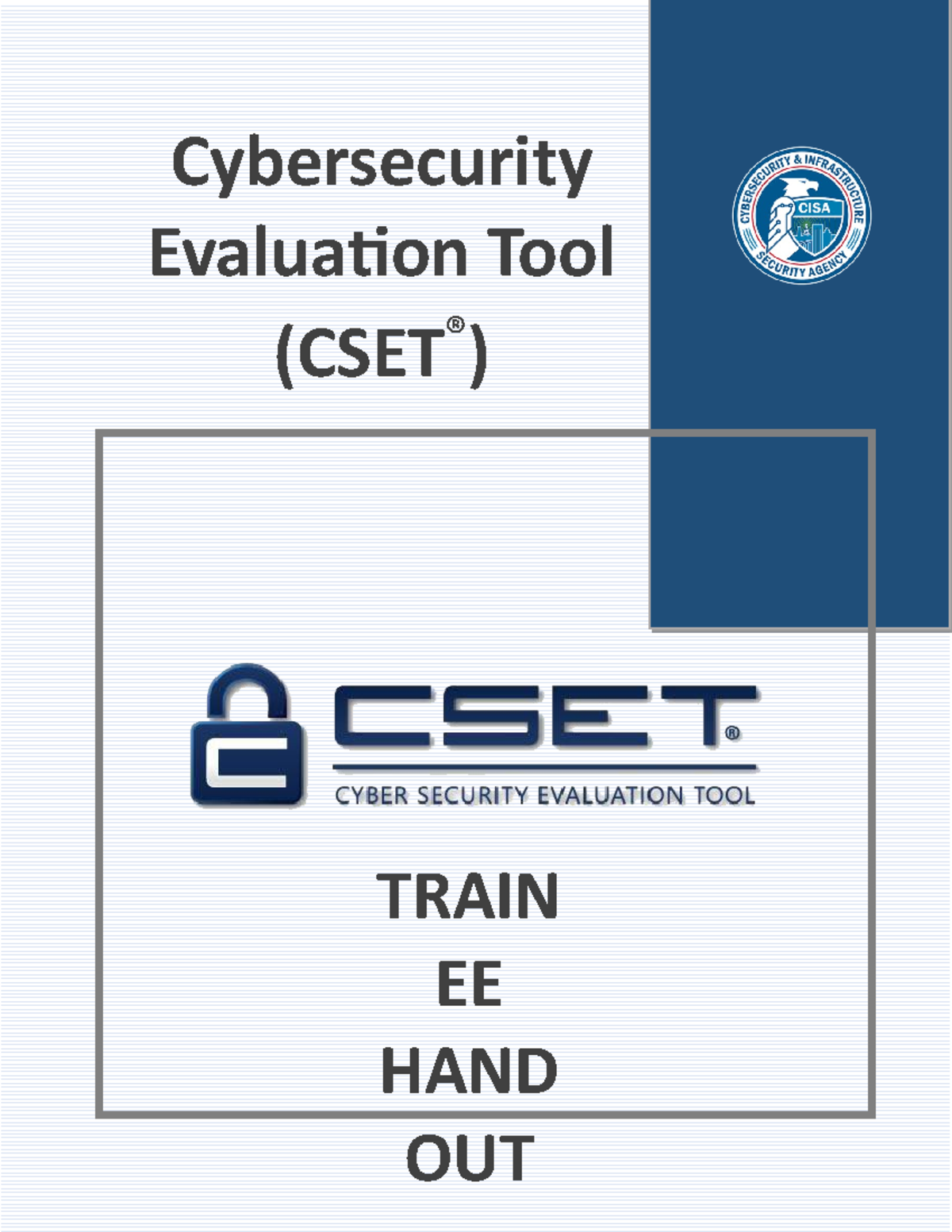 CSET 401V R00M02 CSET Student Handout updated Final - Cybersecurity ...