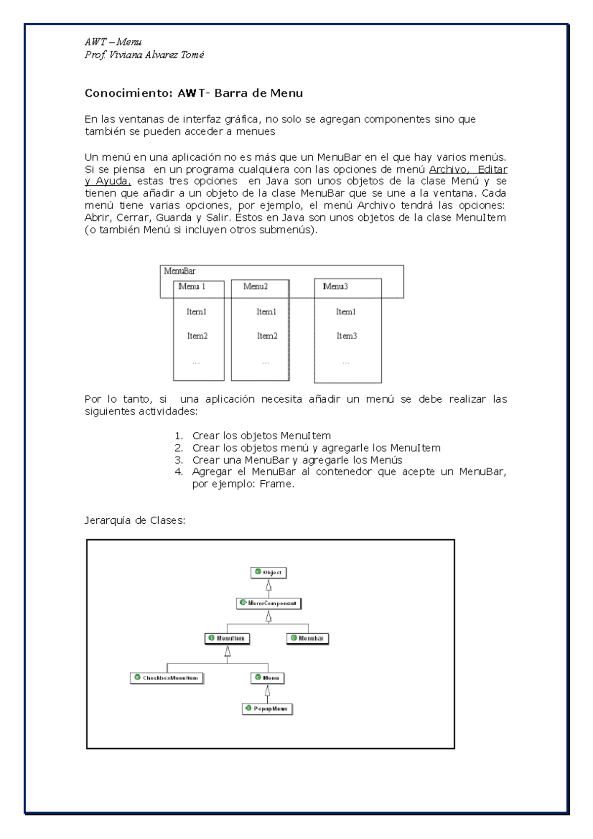 56 - AWT - Menu - tutorial - Prof. Viviana Alvarez Tomé Conocimiento ...