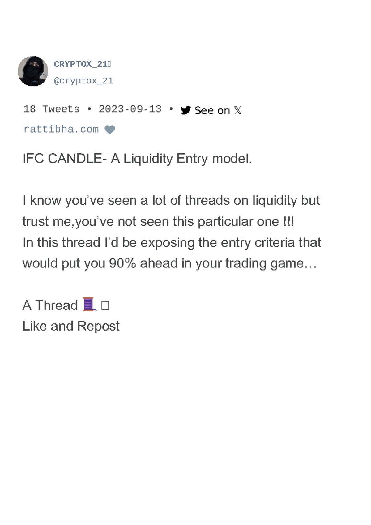 IFC Candle Explanation - 18 Tweets • 2023-09-13 • See on rattibha ...