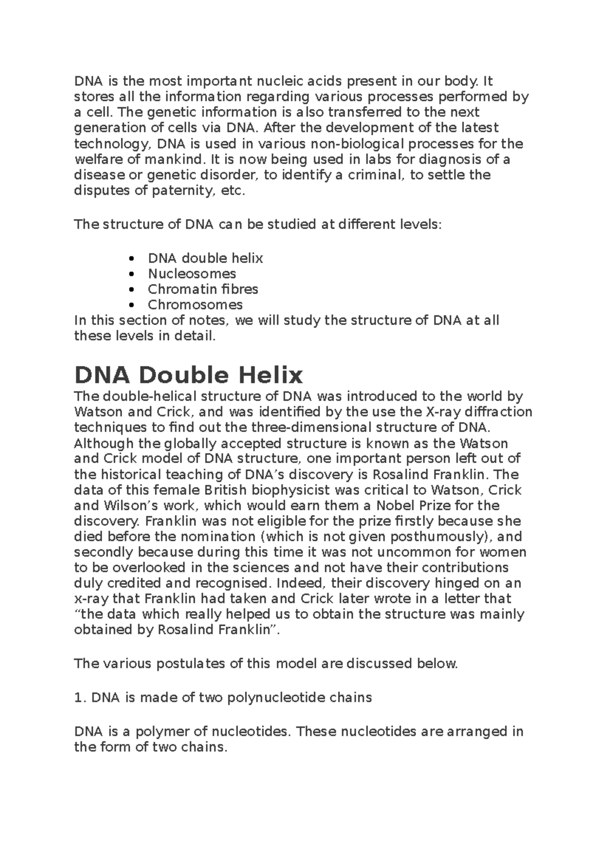 DNA Basics - Lecture notes 32 - MED-MB-S - QUB - Studocu