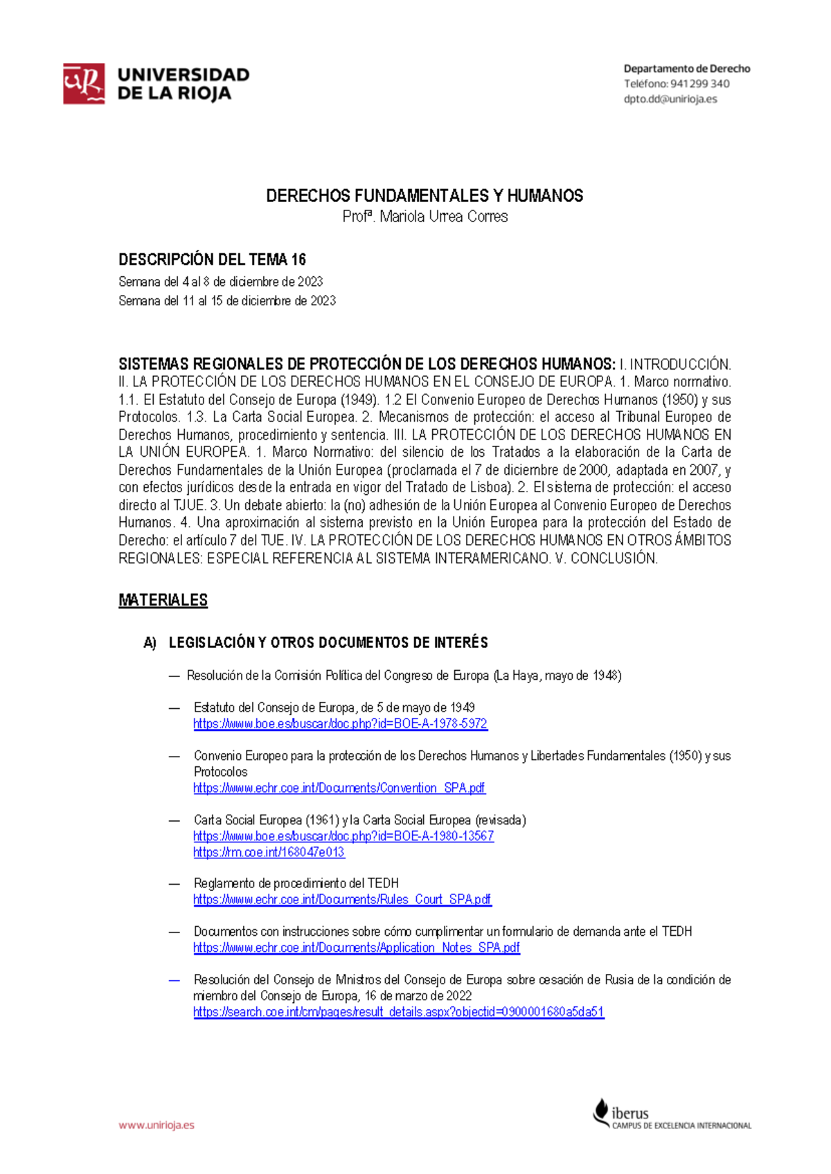 Tema 16 - Tema 16 de la profesora - DERECHOS FUNDAMENTALES Y HUMANOS ...