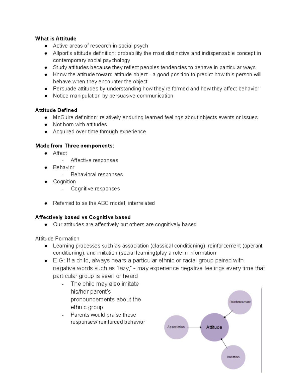 Attitudes - lec notes - What is Attitude Active areas of research in ...