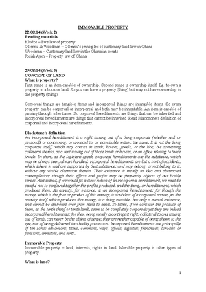 LAND ACT,2020. ACT 1036 - Law of Immovable Property - Central - Studocu