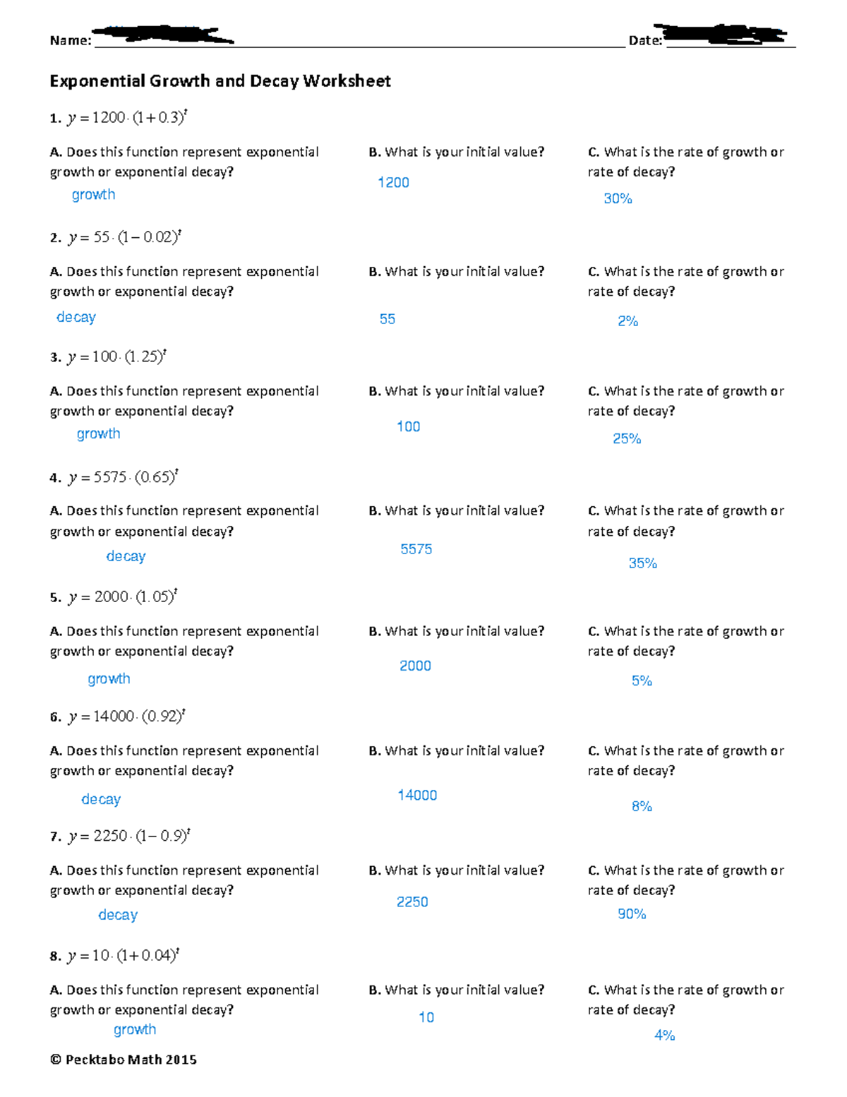 Exponential-growth-and-decay-worksheet ILD - Name: - Studocu