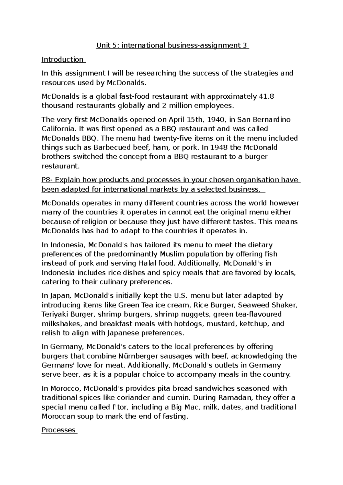 Unit 5 - assingment 3 complete - Unit 5: international business ...