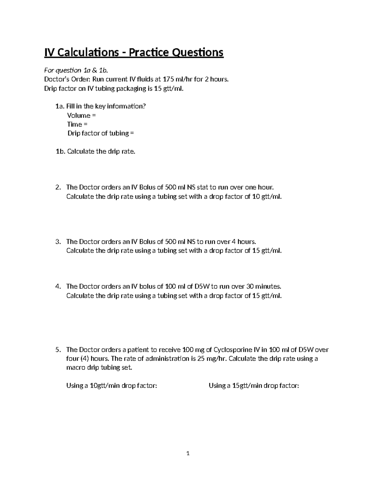 Iv Dosage Calculation Practice Problems With Answers Medicat