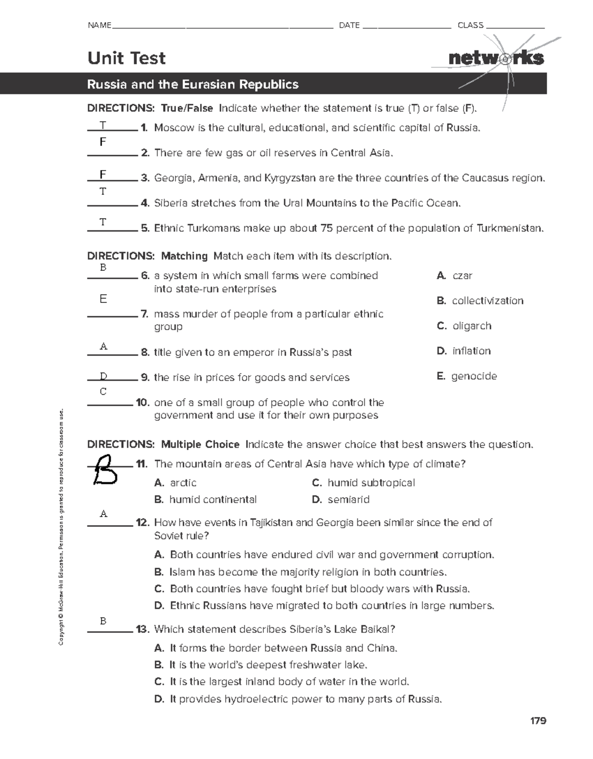 Brylie Metz - Chapter 15-16 Russia and the Eurasian Republics - NAME ...