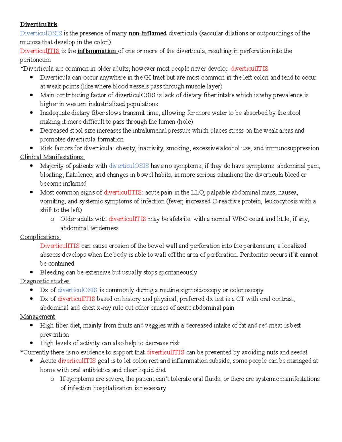 Diverticulitis - Patho, signs and symptoms, and treatments ...