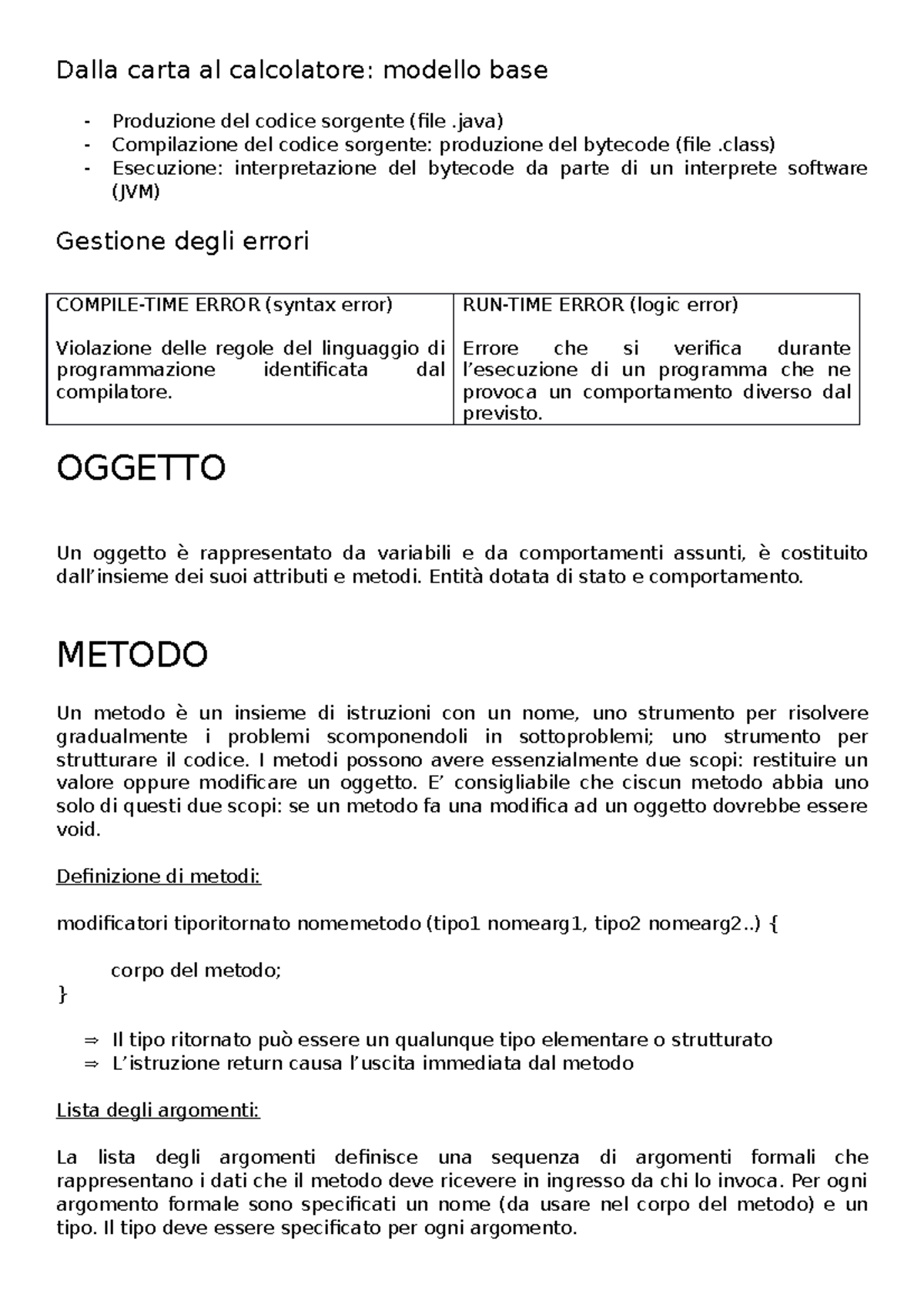 Java schemi - Dalla carta al calcolatore: modello base Produzione del ...
