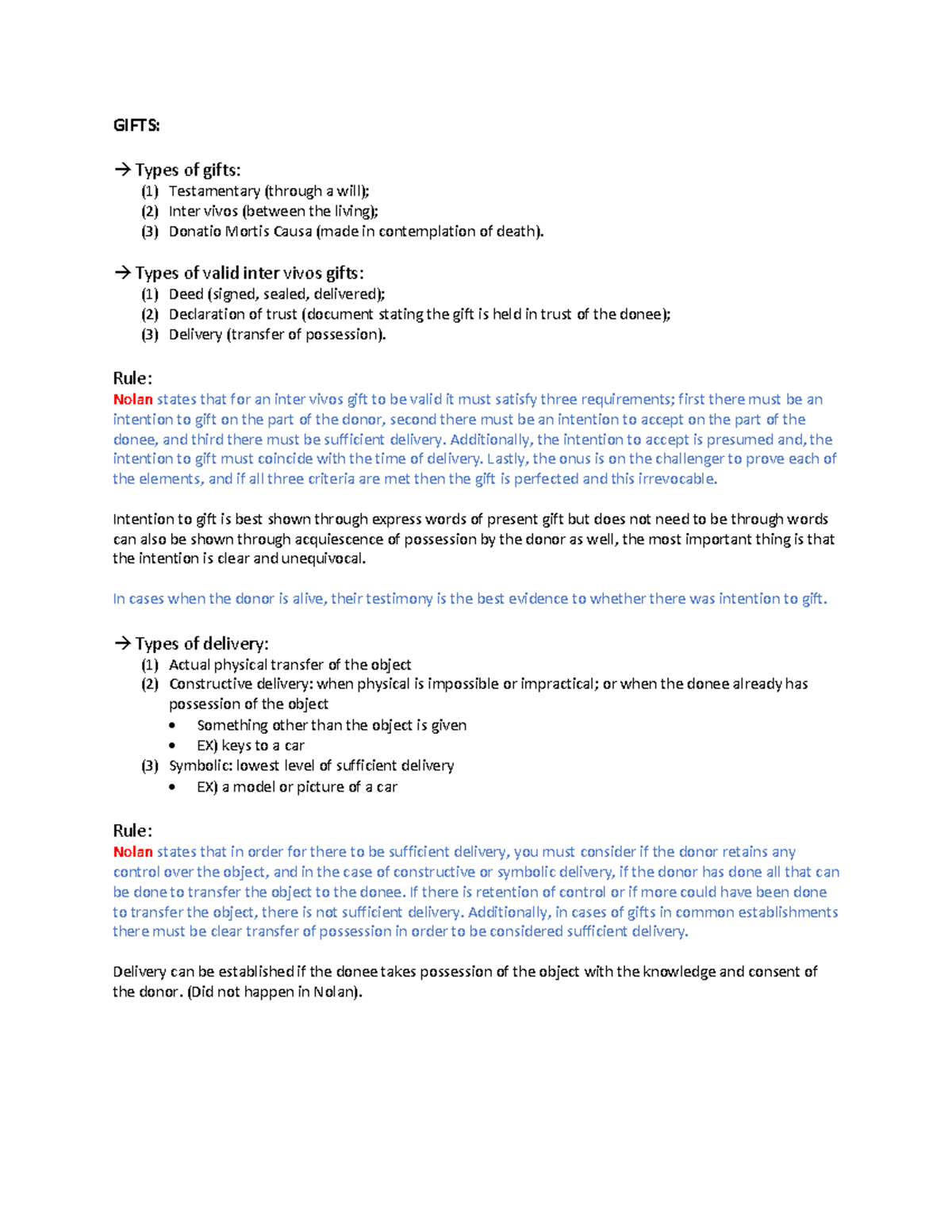 Copy of Property Fall Framework - GIFTS: à Types of gifts: (1 ...