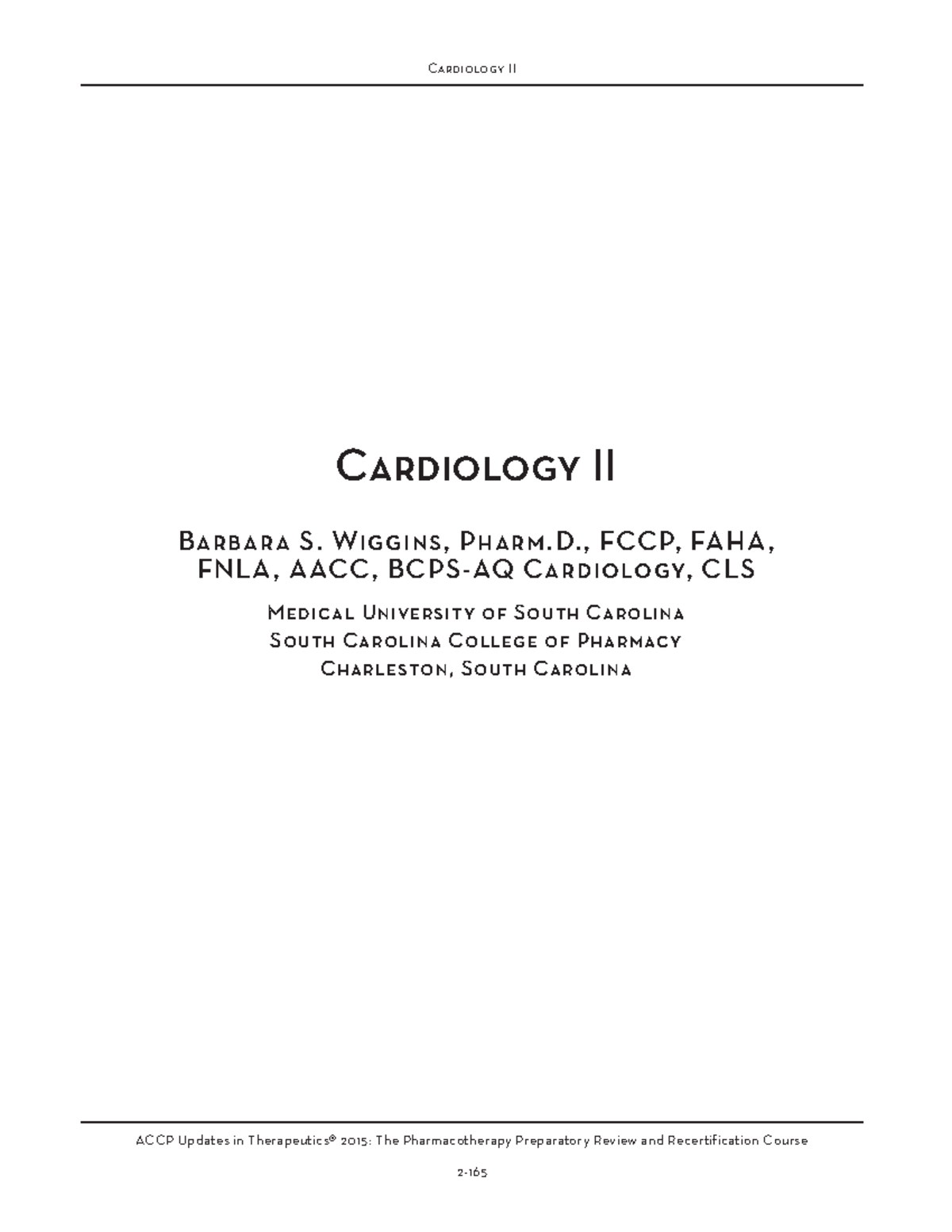 PPC15 Cardiology II workbook - ACCP Updates in Therapeutics® 2015: The ...