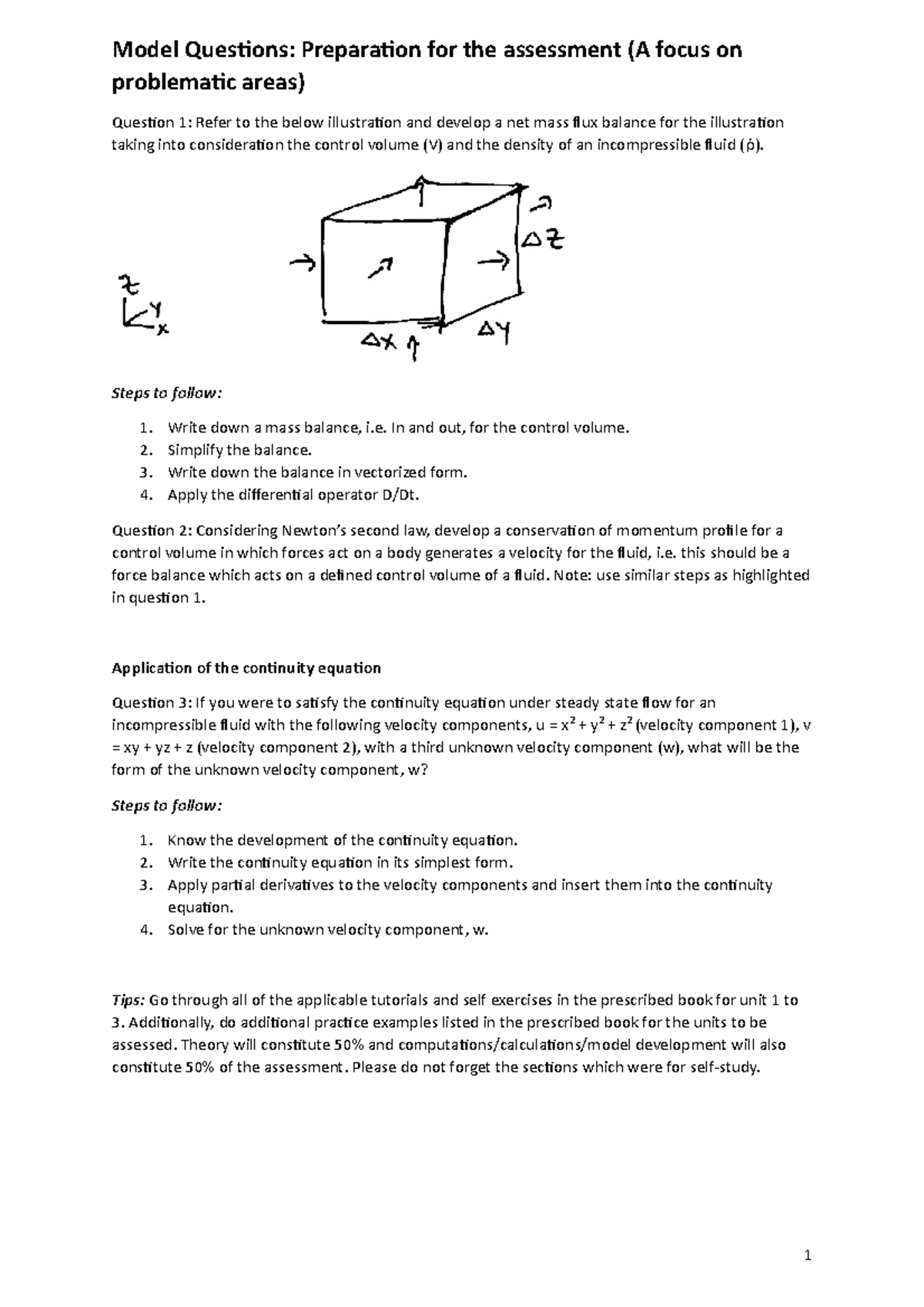 Model assessment questions - Model Questions: Preparation for the ...