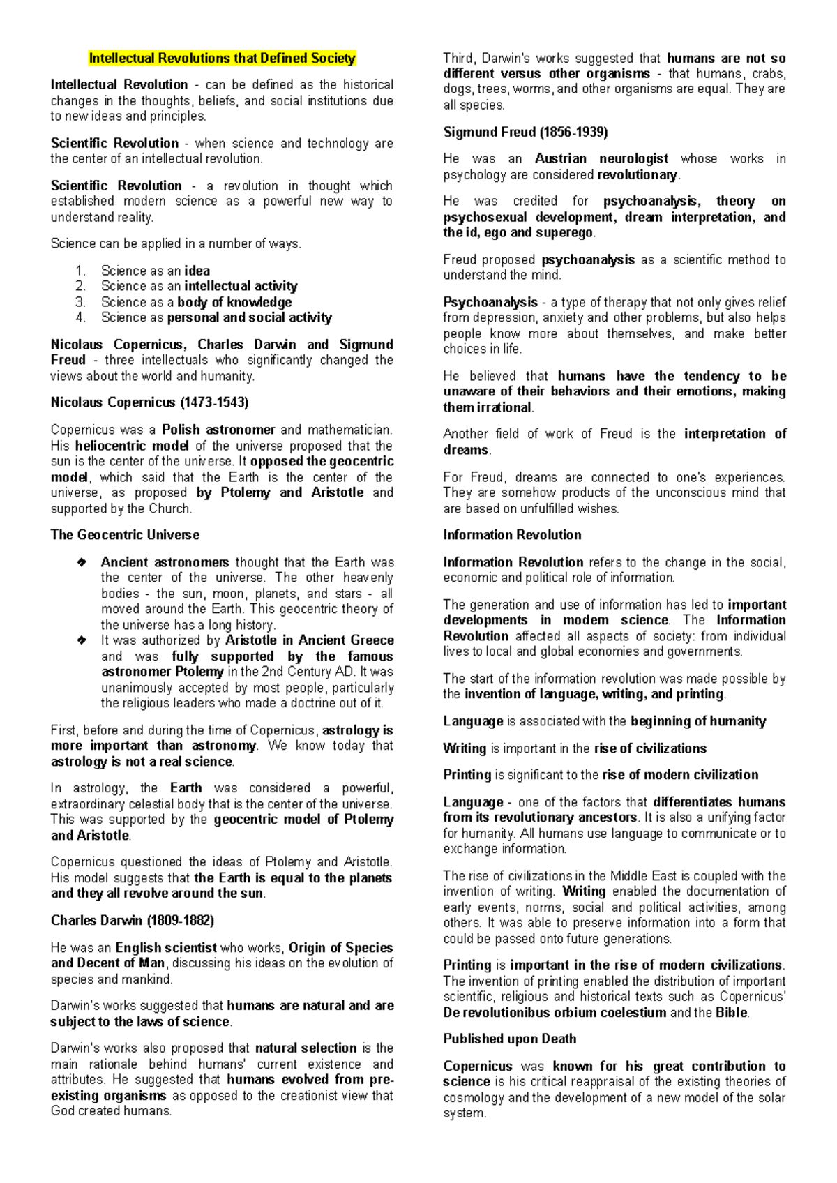 STS - science and technology - Intellectual Revolutions that Defined ...