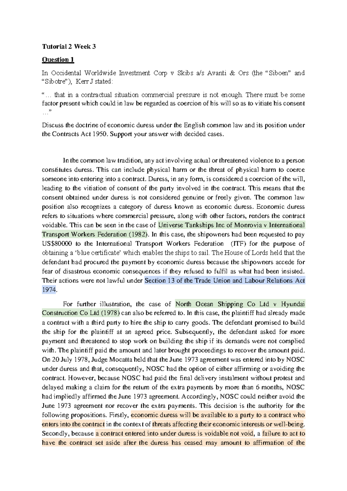 Tutorial 2 (Week 3) - Tutorial 2 Week 3 Question 1 In Occidental ...