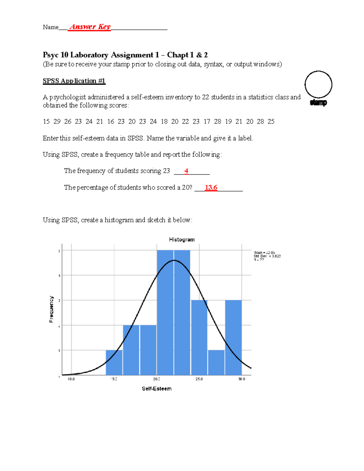 Solutions Lab Assign 1 Ch 1 2 - Name___ Answer Key___________________ Psyc 10 Laboratory ...