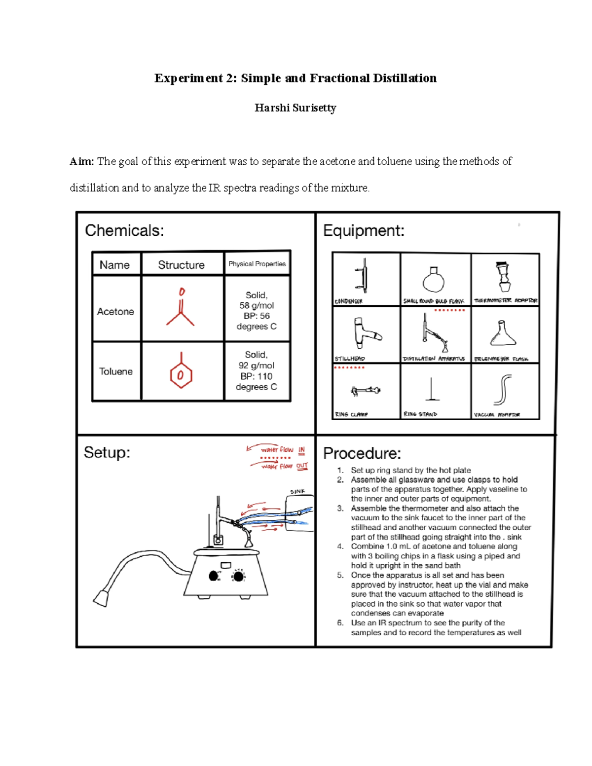 Orgo lab 2 - ... - Experiment 2: Simple and Fractional Distillation ...