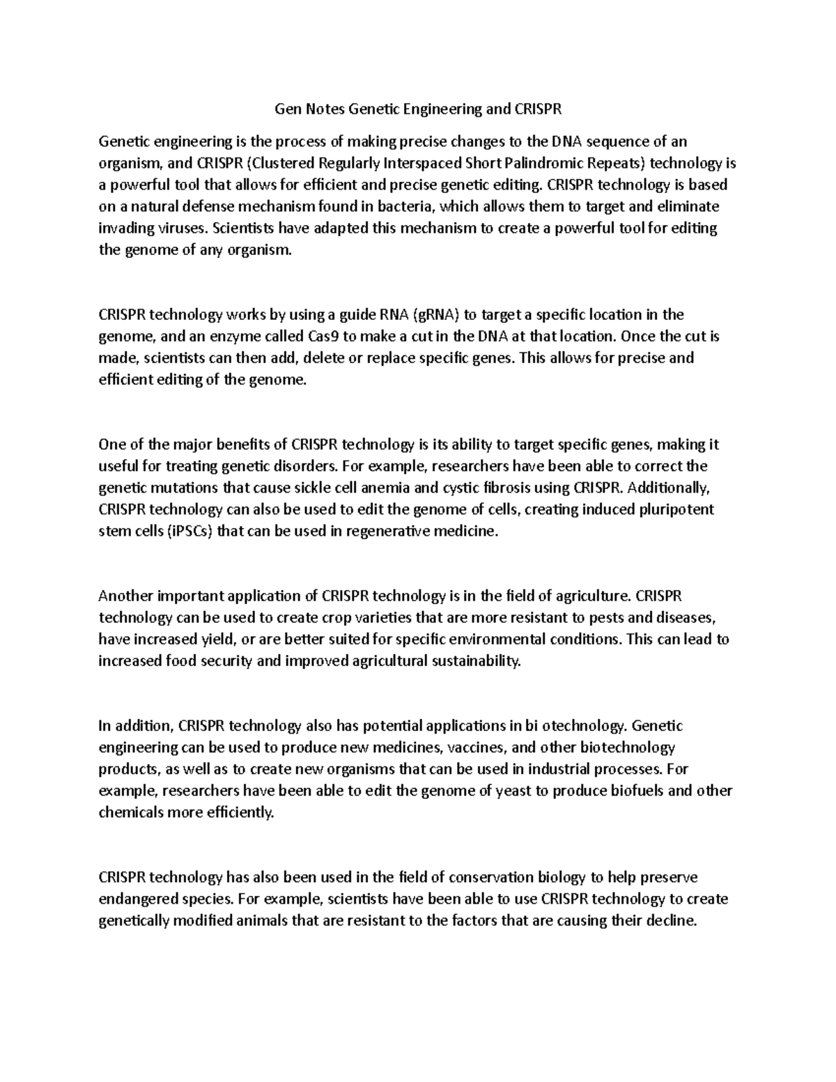Gen Notes Genetic Engineering and Crispr - Gen Notes Genetic ...