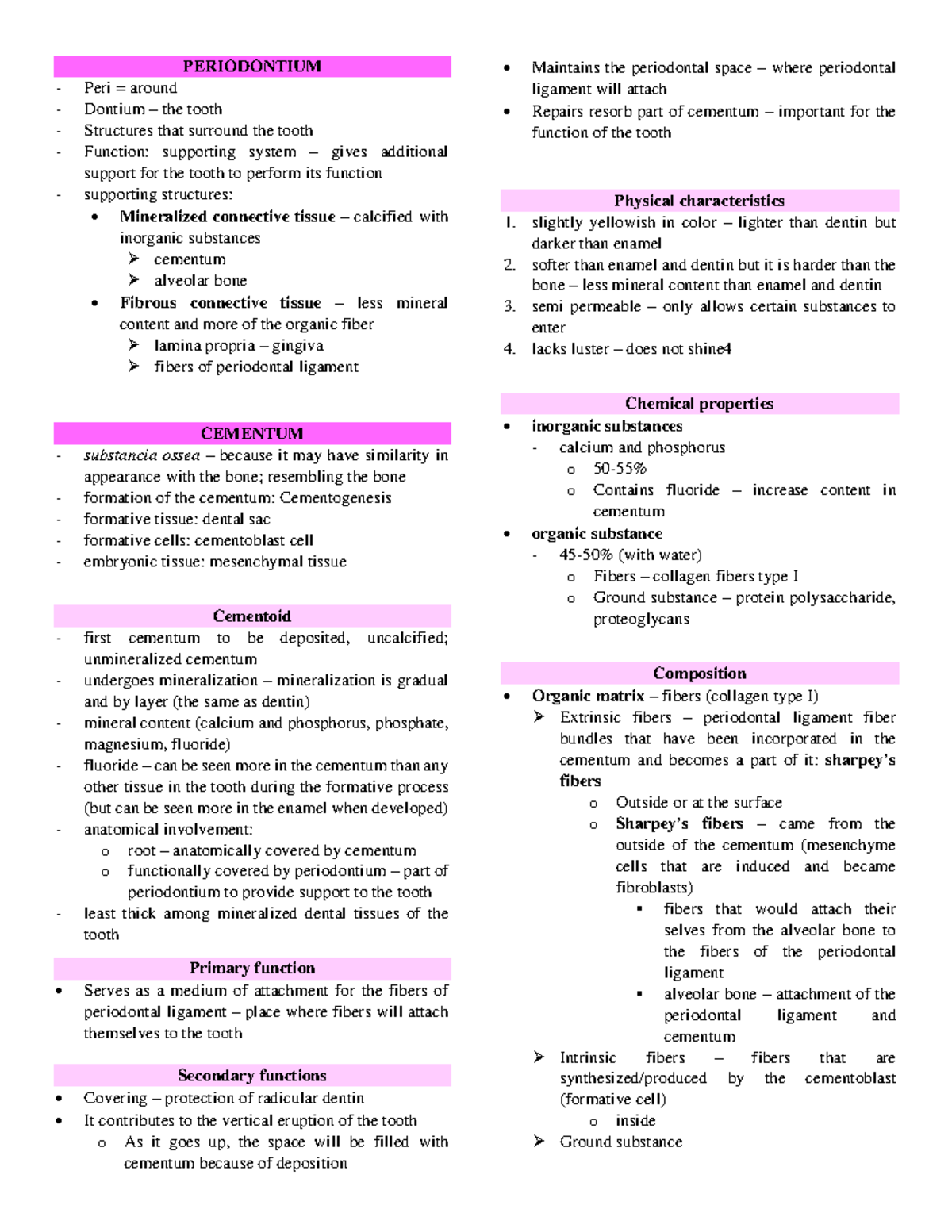 GENERAL ANATOMY CEMENTUM - PERIODONTIUM Peri = around Dontium – the ...