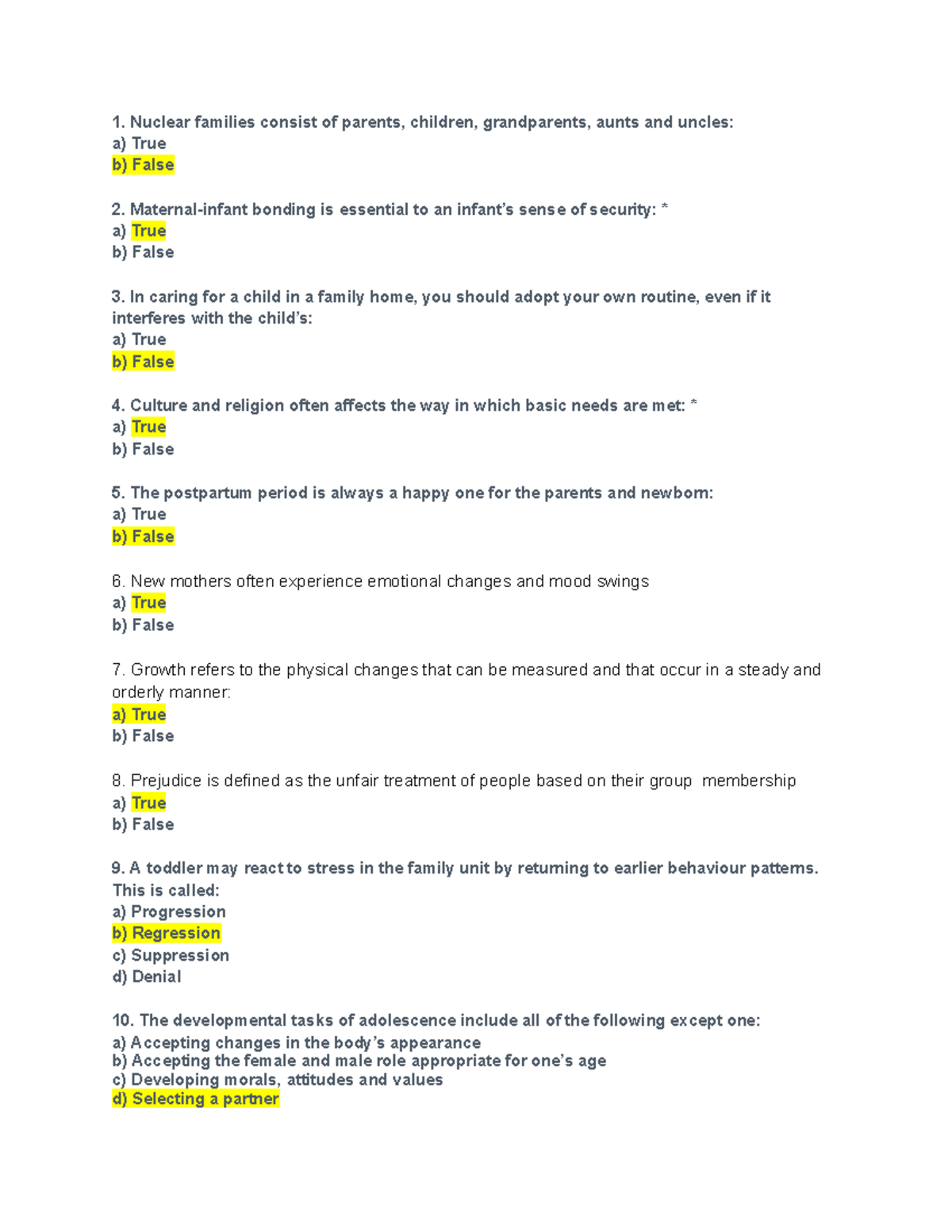 Module 8 - Growth and Development - Nuclear families consist of parents ...