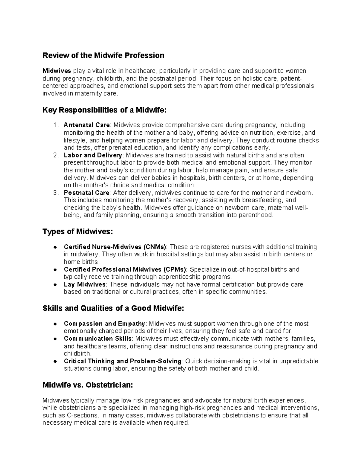 Docs 4 - it is very usefull. - Review of the Midwife Profession ...