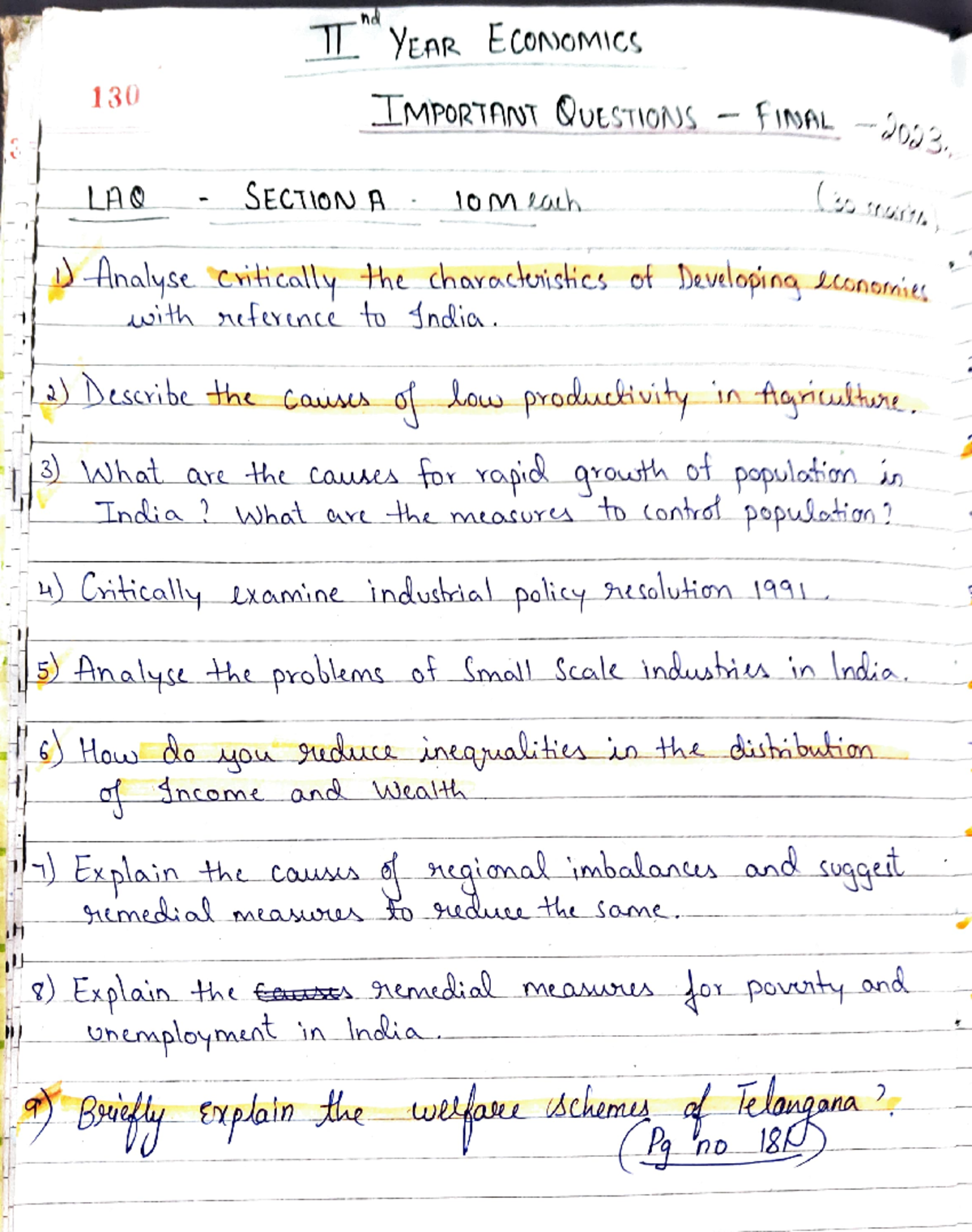 2 nd yr economics important - LYEAR EConOMICS 130 IMPORTANT ...