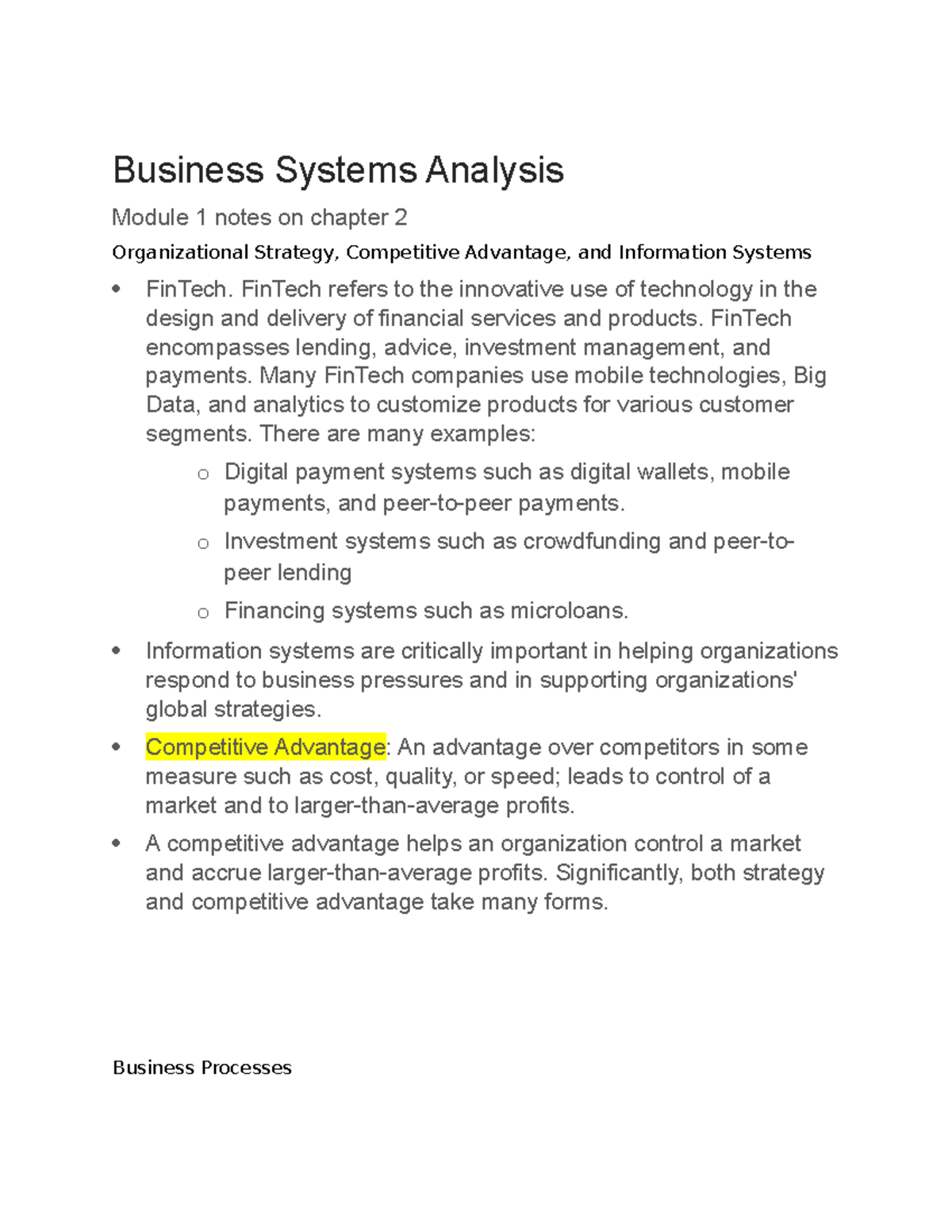 Business systems analysis notes chapter 2 - Business Systems Analysis ...