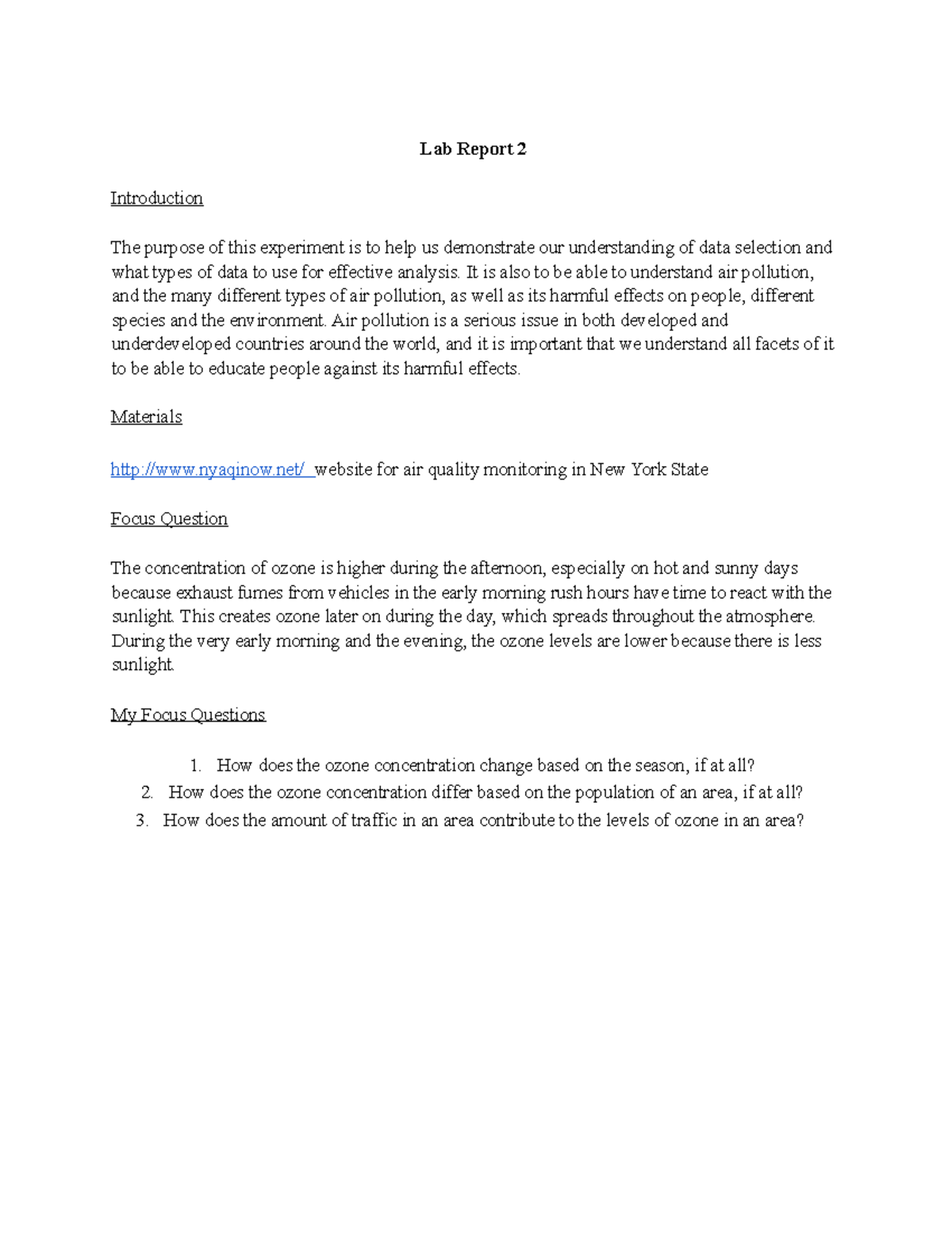 Lab report 2 Chem 106 - Lab Report 2 Introduction The purpose of this ...