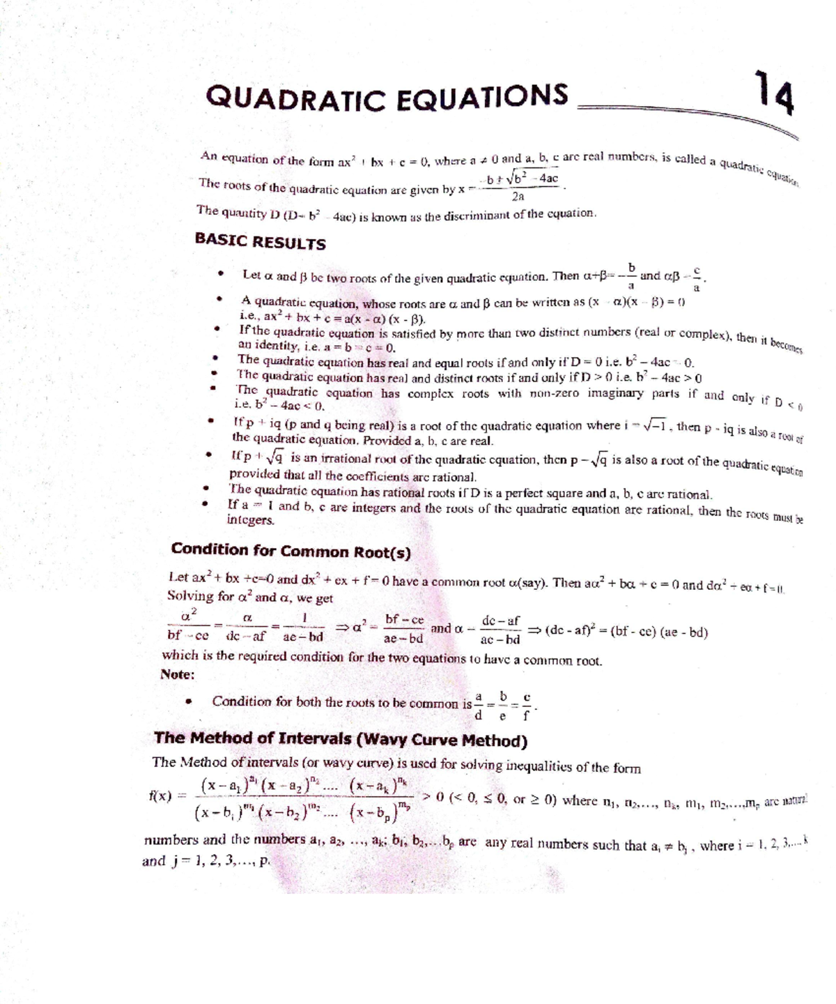 14. Quadratic Equations - Mathematics-II - Studocu