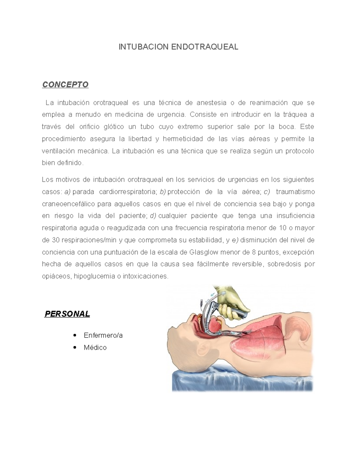 Intubacion Endotraqueal - INTUBACION ENDOTRAQUEAL CONCEPTO La ...