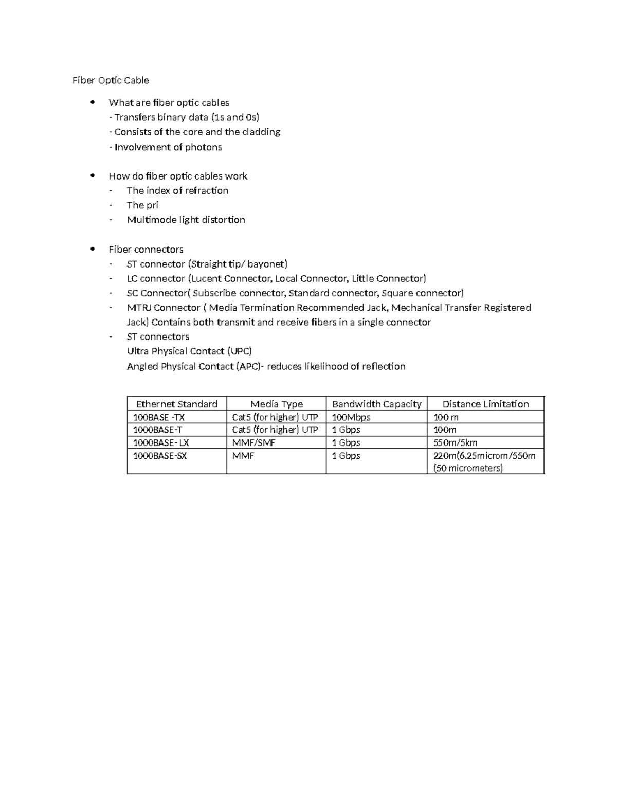 Fiber Optic cable notes - Fiber Optic Cable What are fiber optic cables ...